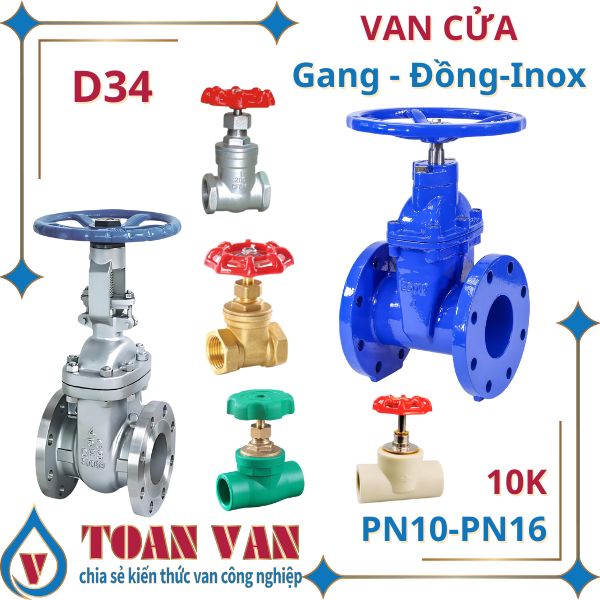 Van cửa DN34, D34, phi 34, Đồng, inox, gang, nhựa PPR - Bảng giá